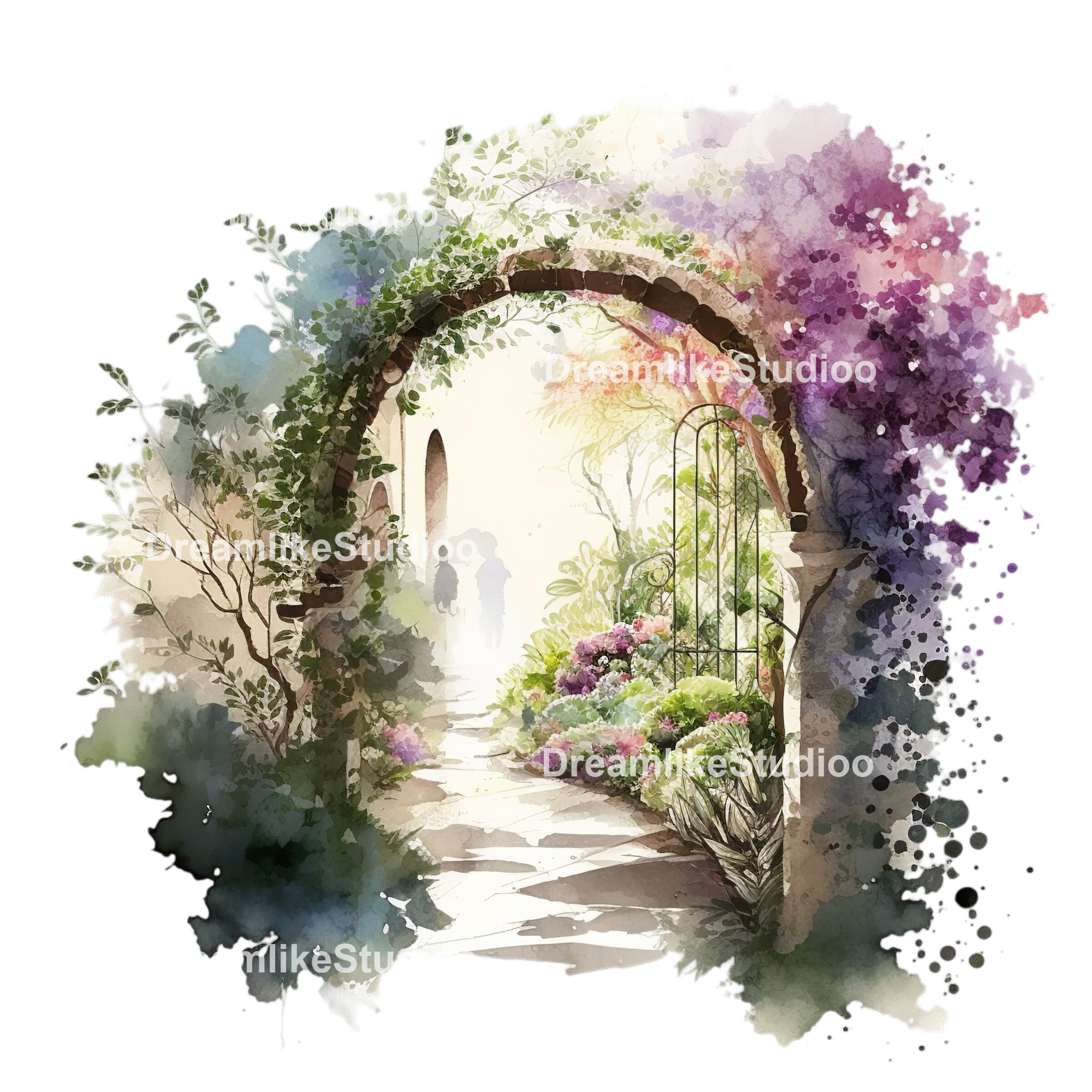 Watercolor Secret Garden Scenes Commercial Use Clipart - Etsy