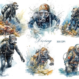 Scuba Diving Clipart, Diving PNG, Commercial Use Diver Clipart, Active ...