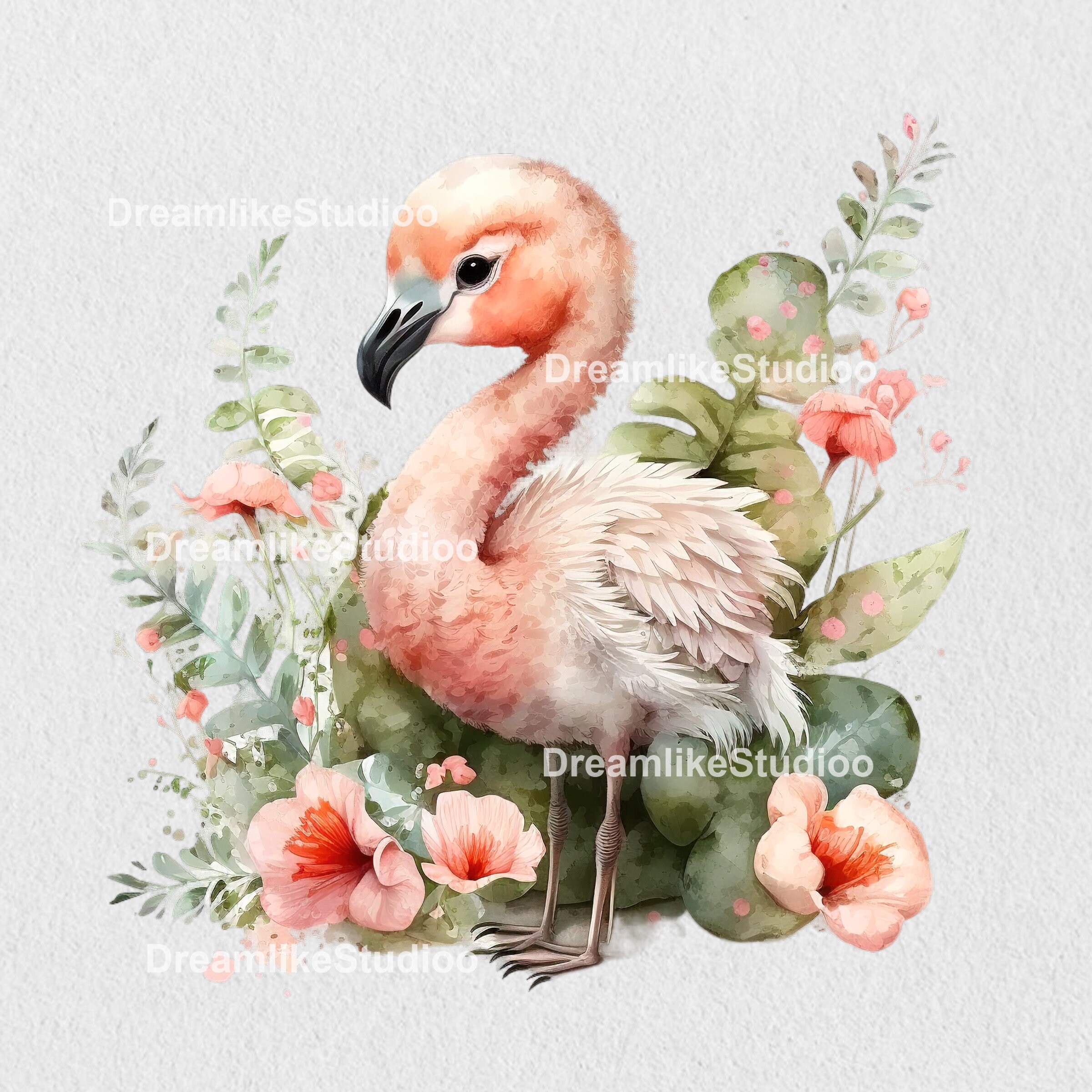 Watercolor Cute Flamingo Clipart, Birds Clipart, Digital Watercolor ...