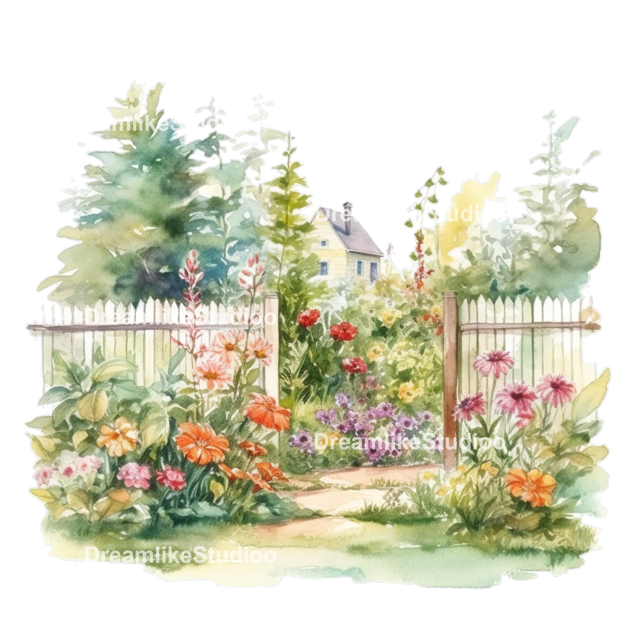 Backyard Garden Clipart Bundle Commercial Use Watercolor - Etsy