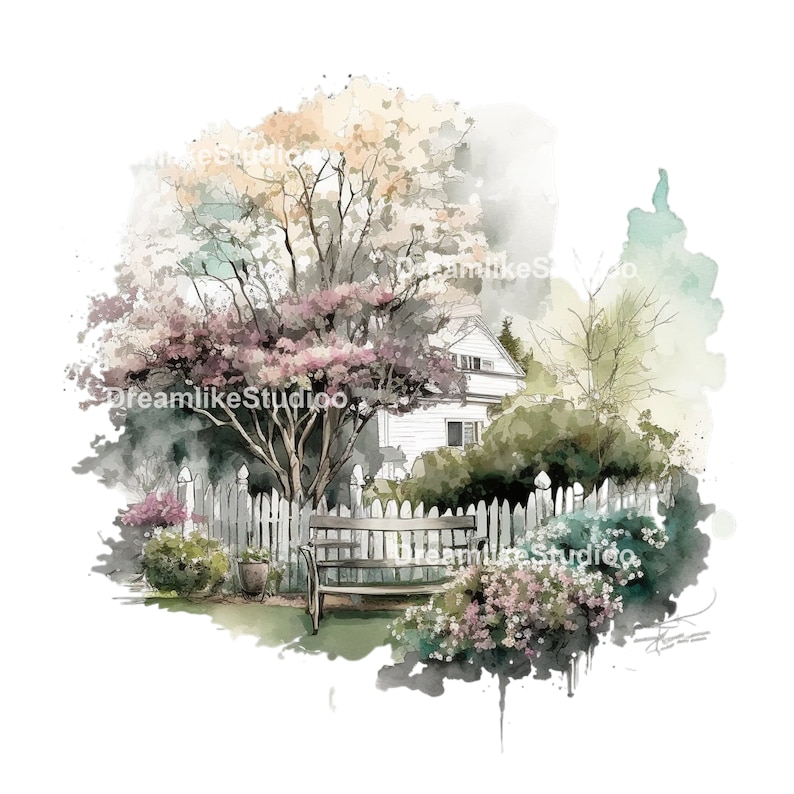 Spring Garden Clipart, Spring Backyard Garden PNG, Commercial Use ...