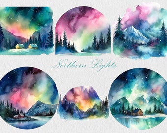 Northern Lights 2 SVG, Arctic Svg, Mountains Svg, Northern Lights Dxf ...