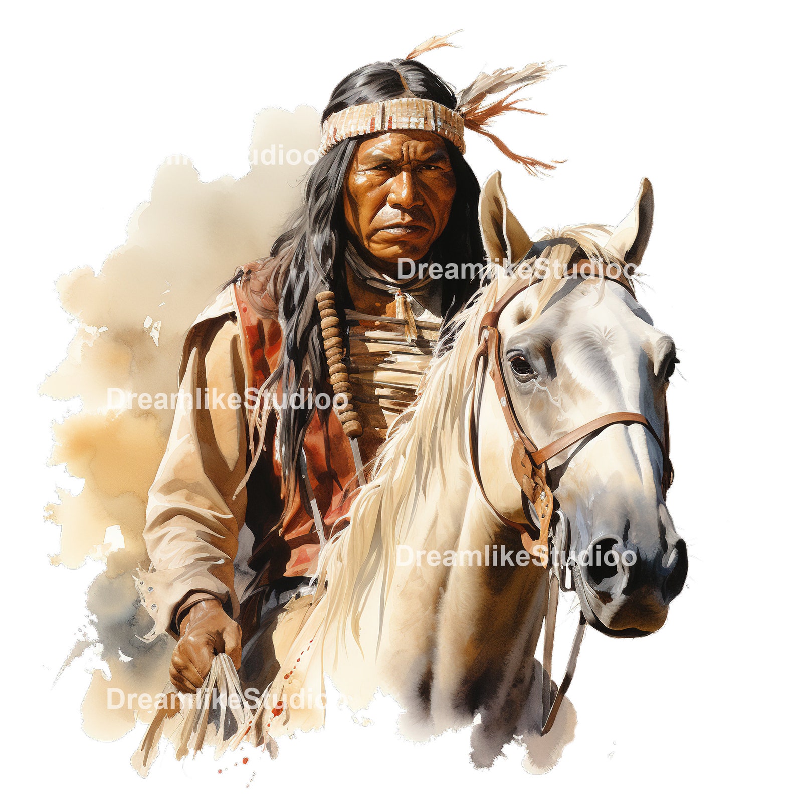 Native American Clipart, Commercial Use Watercolor Native American Man ...