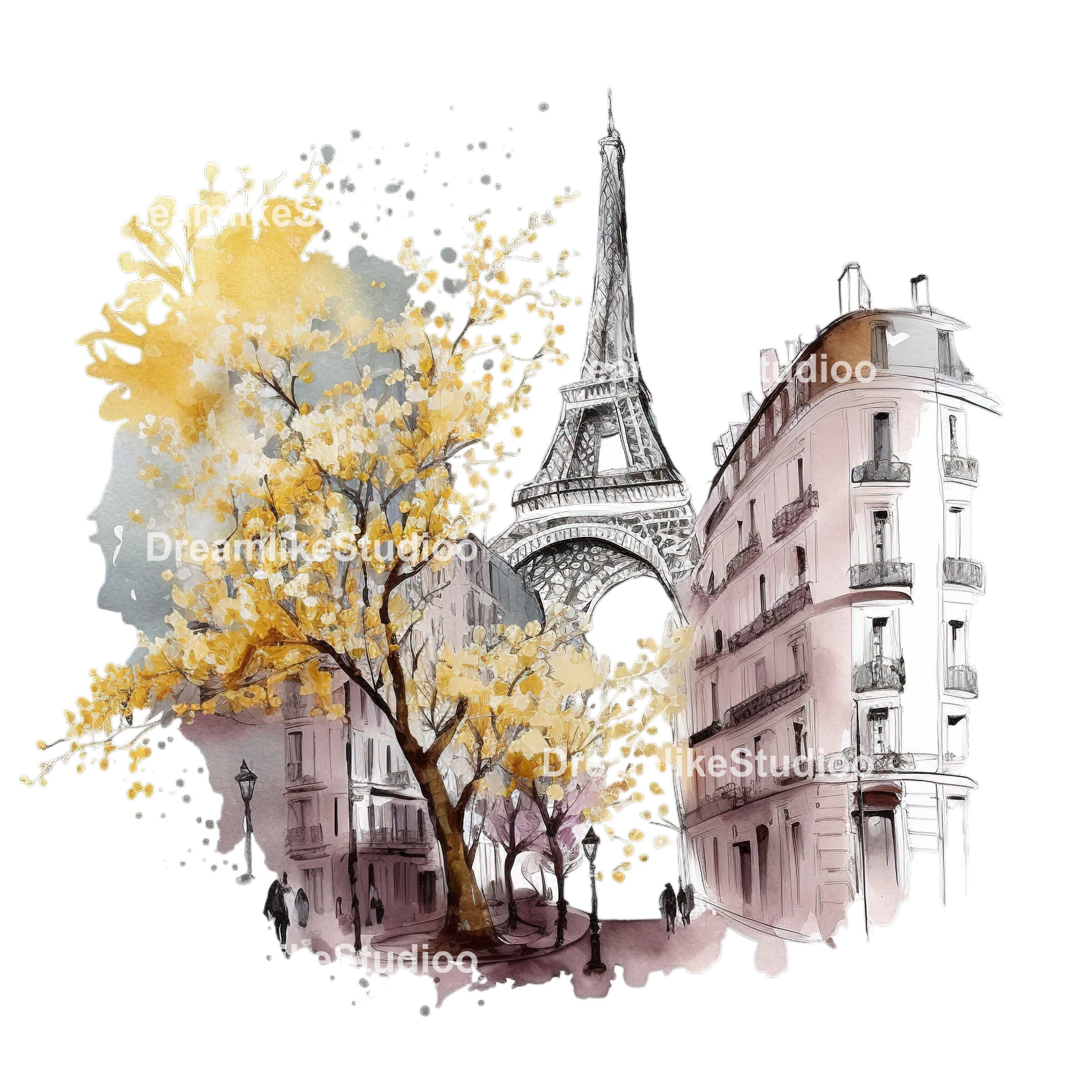 Watercolor Paris in Spring Clipart Cute Watercolor Paris - Etsy
