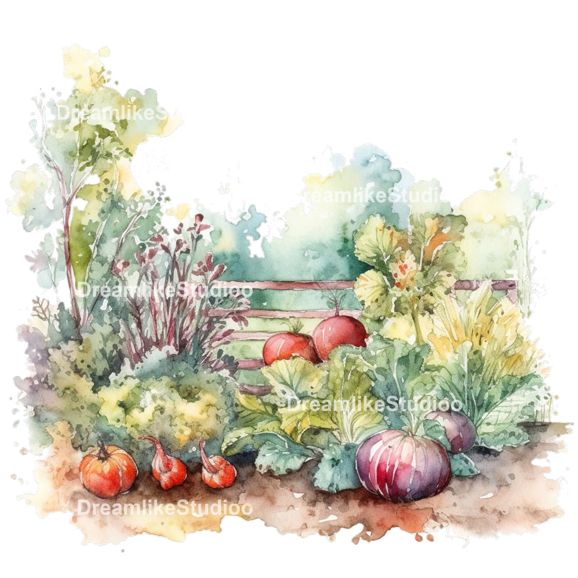 Vegetable Garden Cliparts Watercolor Gardening Clipart - Etsy