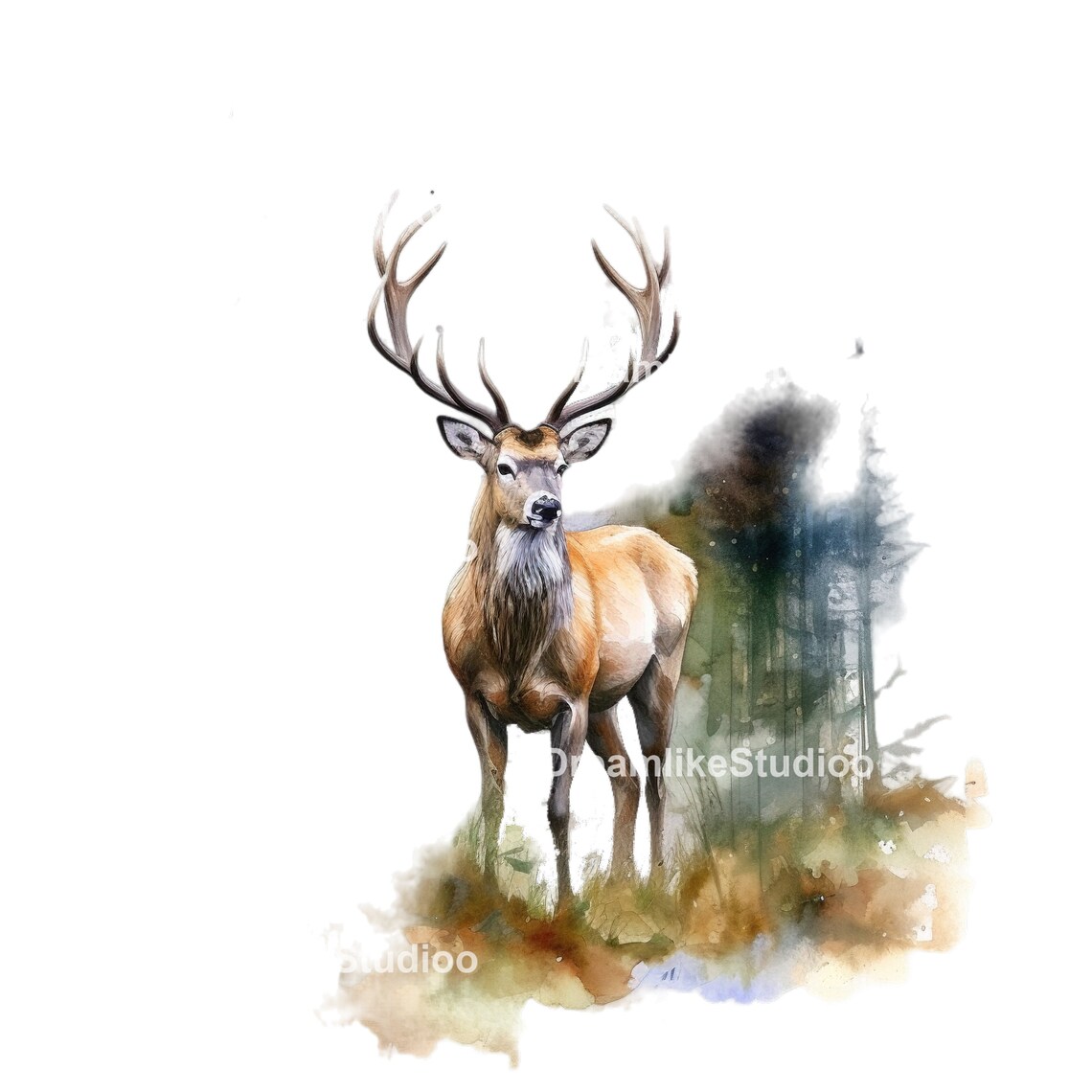 Watercolor Deer Clipart, Commercial Use Deer PNG, Wildlife, Wild Animal ...