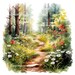 Watercolor Forest Path Clipart, Commercial Use Flowers Path in the ...