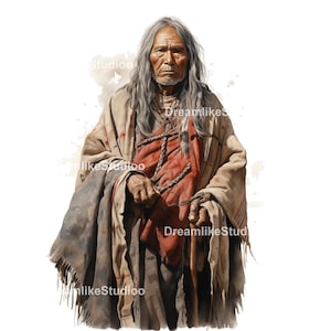 Native American Clipart, Commercial Use Watercolor Native American Man ...