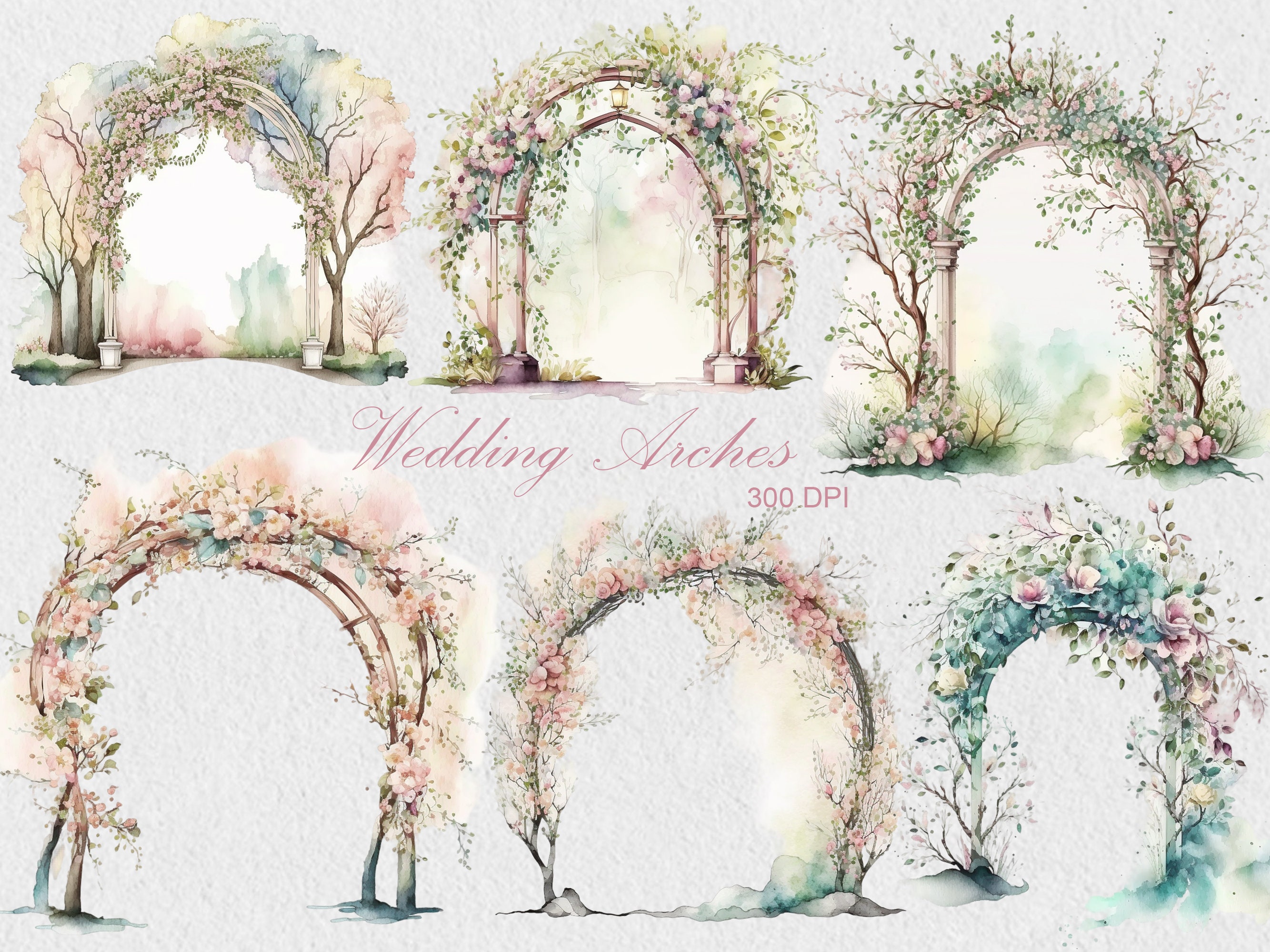 Watercolor Wedding Arches Clipart, Floral Arch PNG, Commercial Use ...