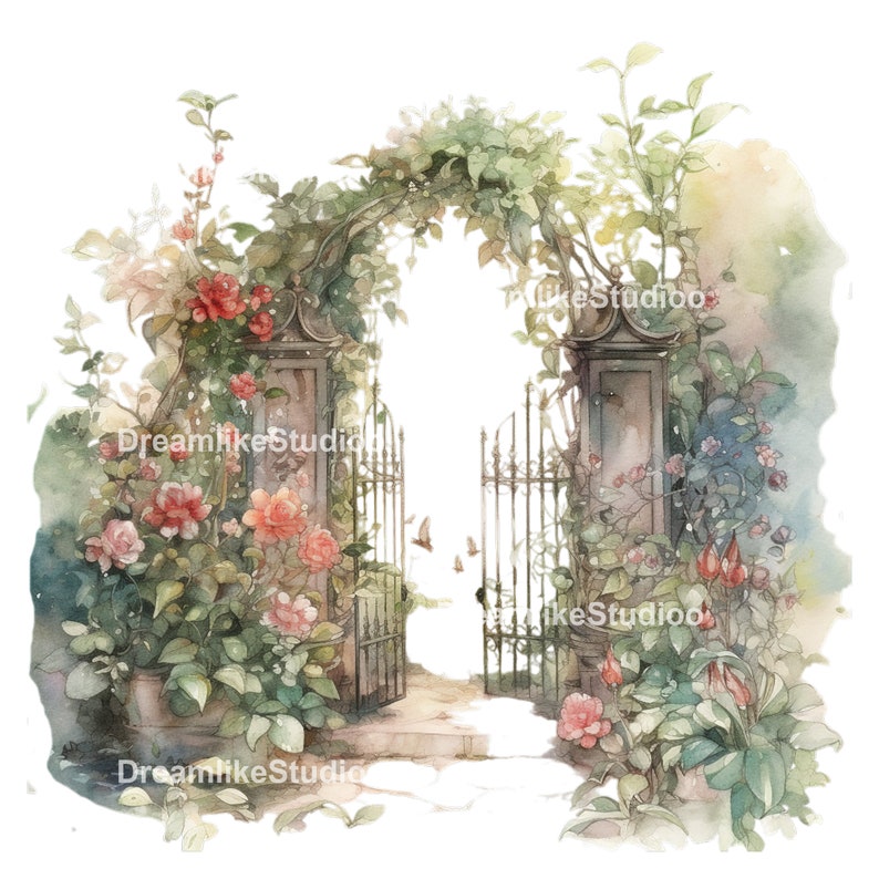 Secret Garden Clipart Bundle, Commercial Use Watercolor Clipart, Summer ...