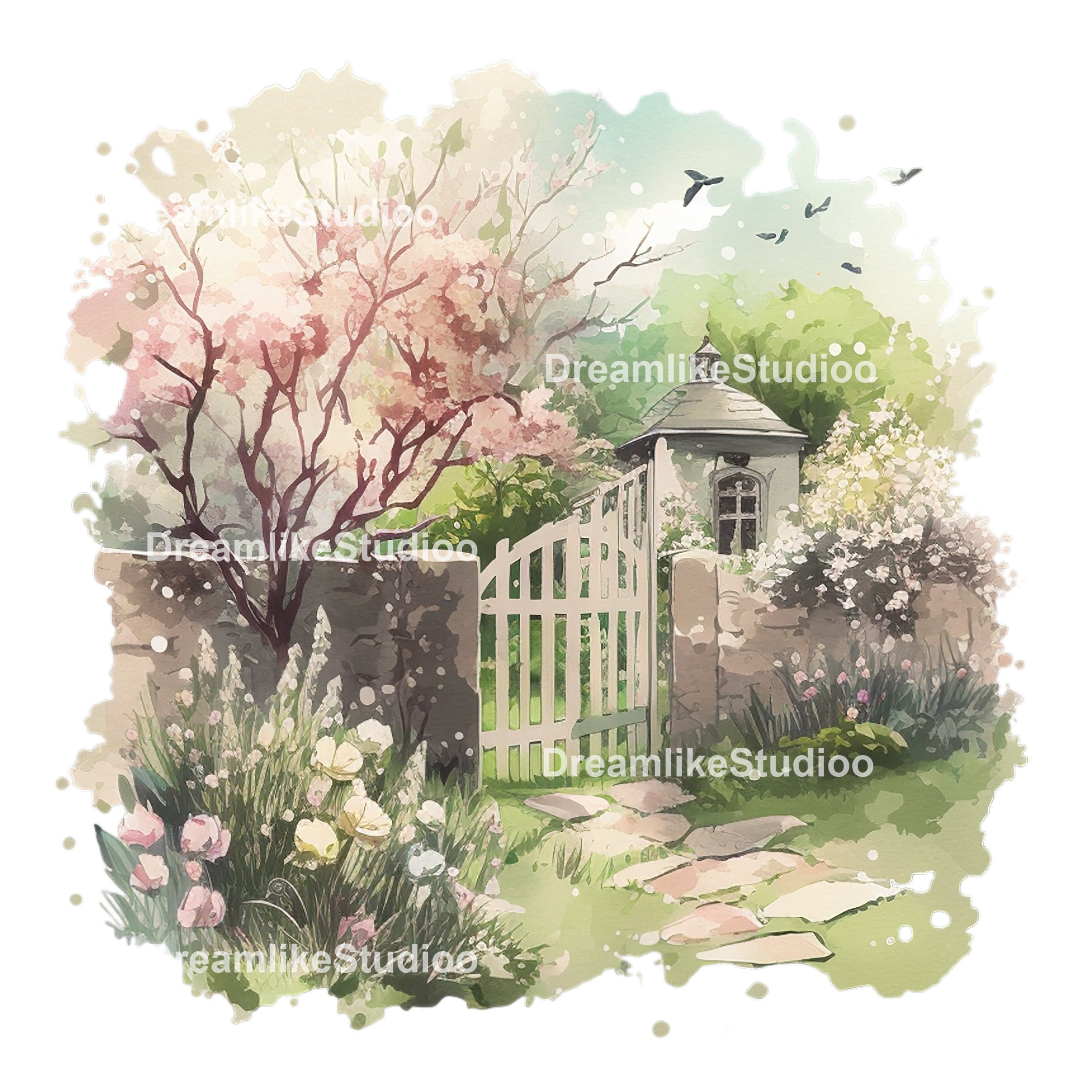 Spring Garden Clipart, Spring Backyard Garden PNG, Commercial Use ...