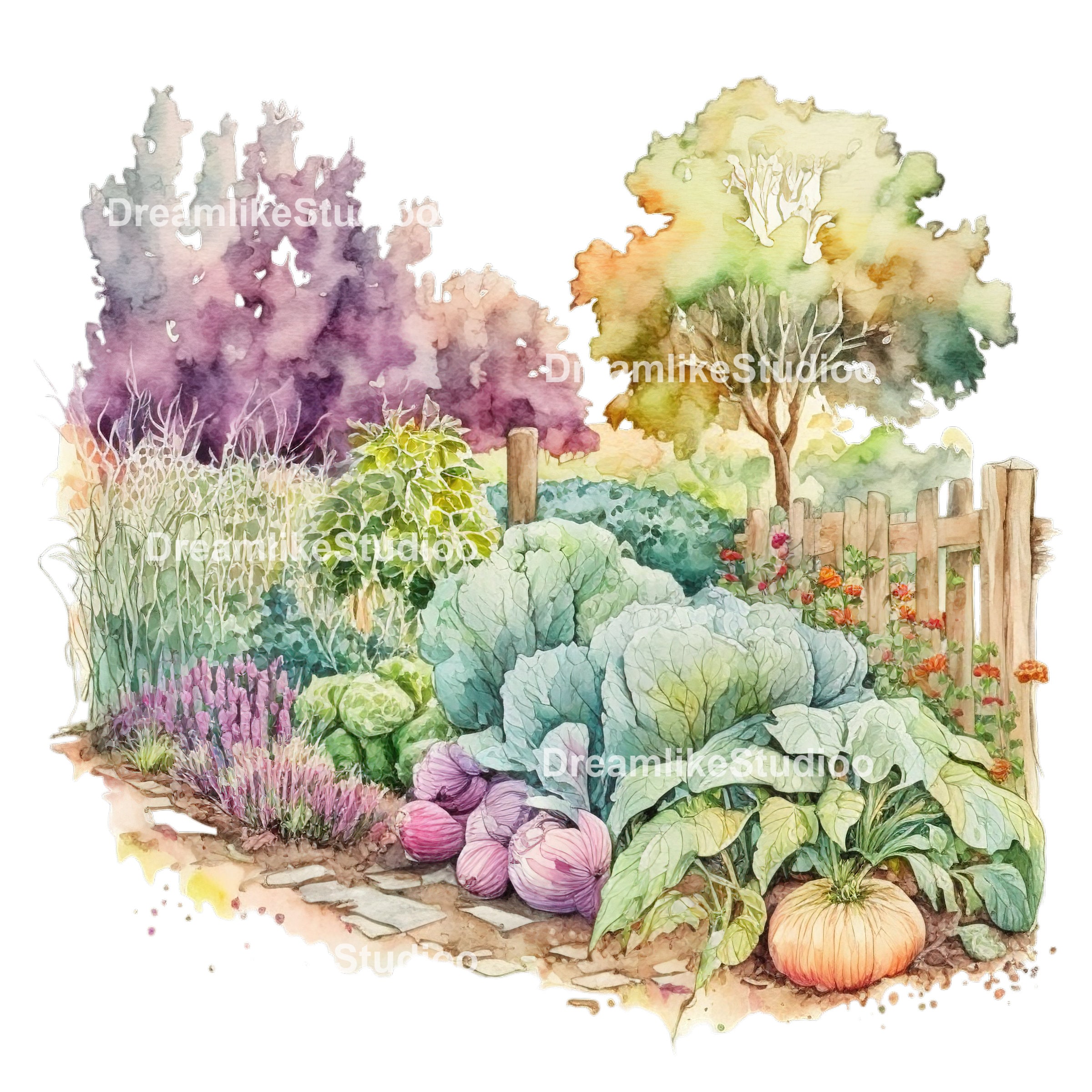 Watercolor Vegetable Garden Cliparts, Commercial Use Clipart, Gardening ...