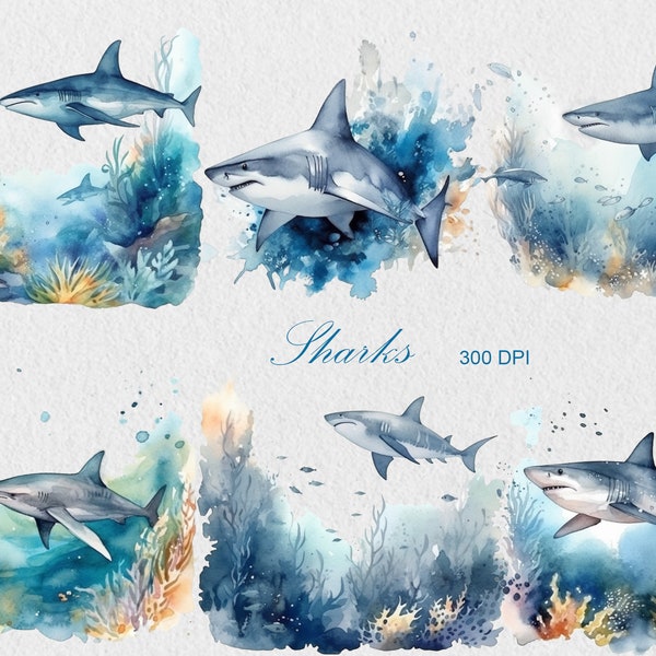 Shark Clipart - Etsy