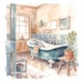 Watercolor Bathroom Cliparts, Commercial Use Clipart, Cottage Interior ...