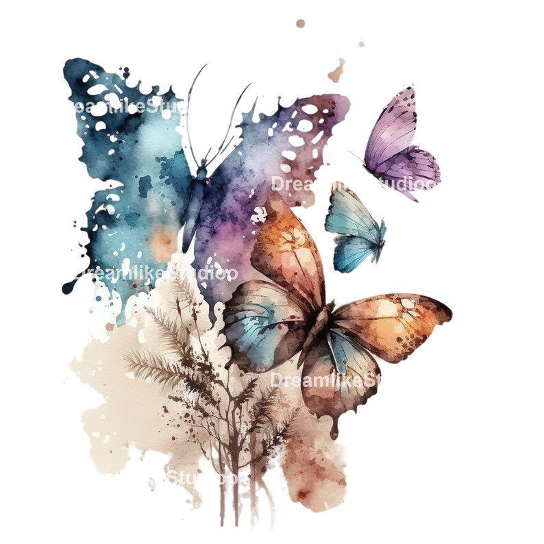 Watercolor Butterflies Clipart Commercial Use PNG - Etsy
