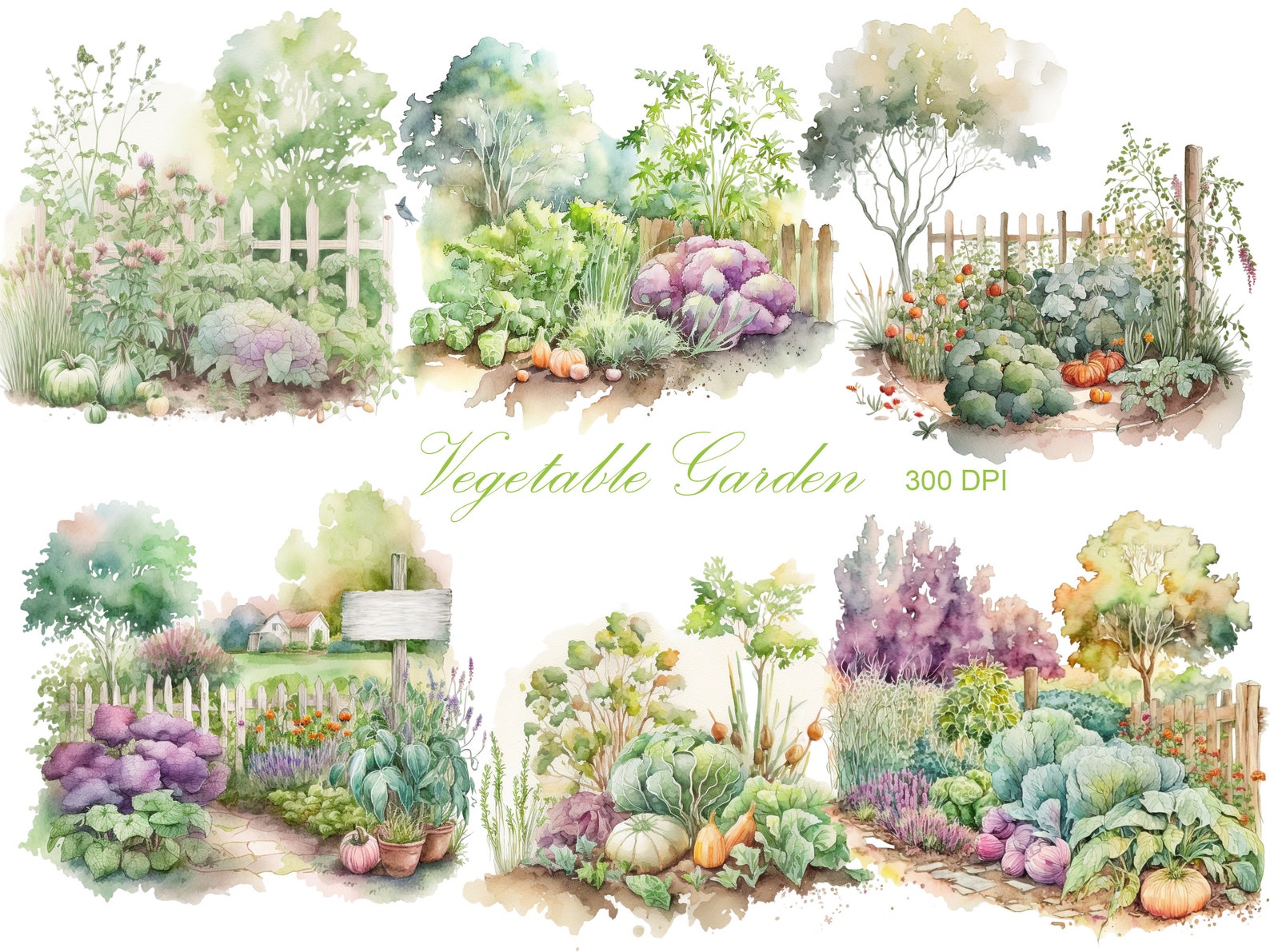 Watercolor Vegetable Garden Cliparts Commercial Use Clipart - Etsy