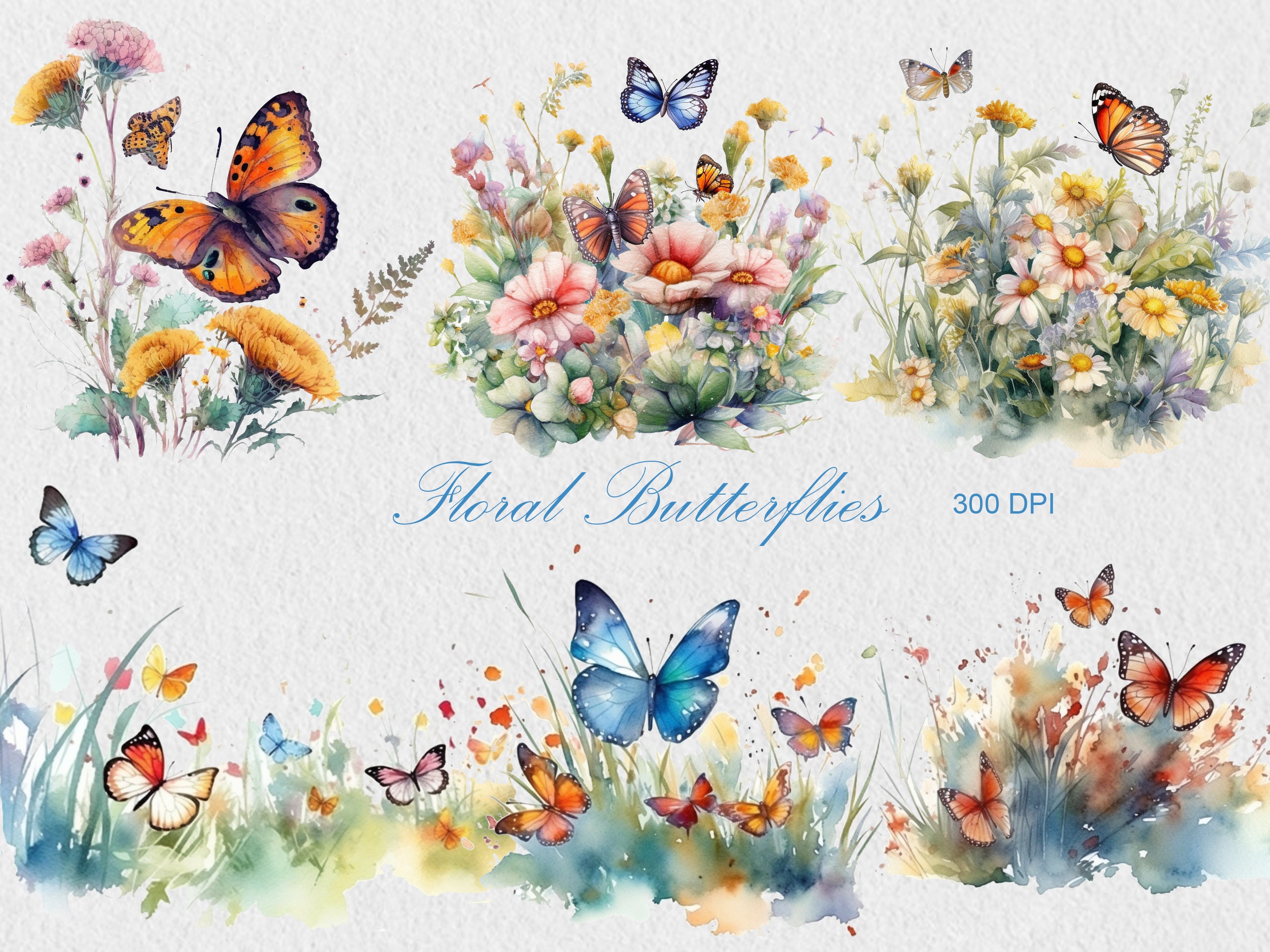 Flowers And Butterflies Clipart