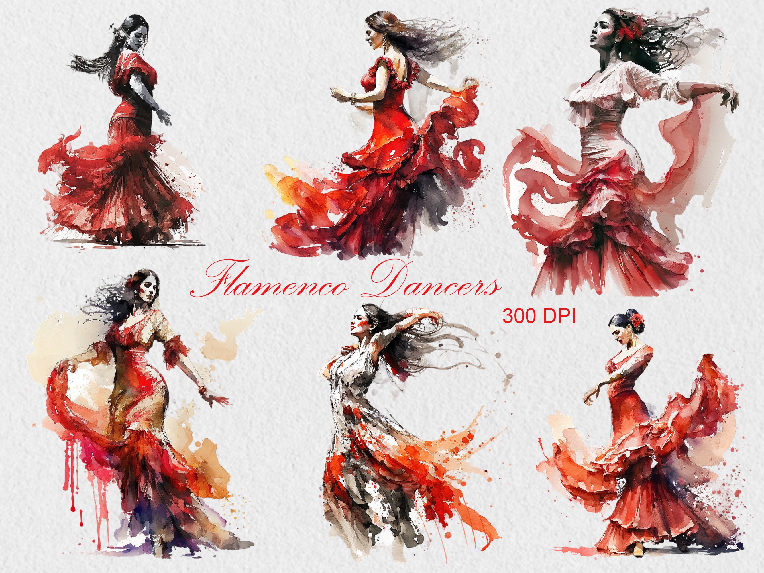 Flamenco Dancers Clipart, Commercial Use Spanish Dancers PNG - Etsy