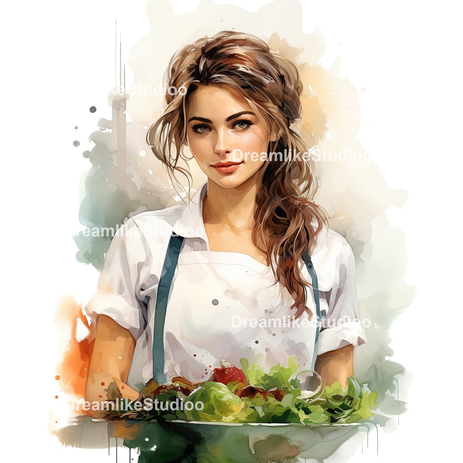 Woman Chef Clipart, Watercolor Chef PNG Commercial Use, Woman Chef ...
