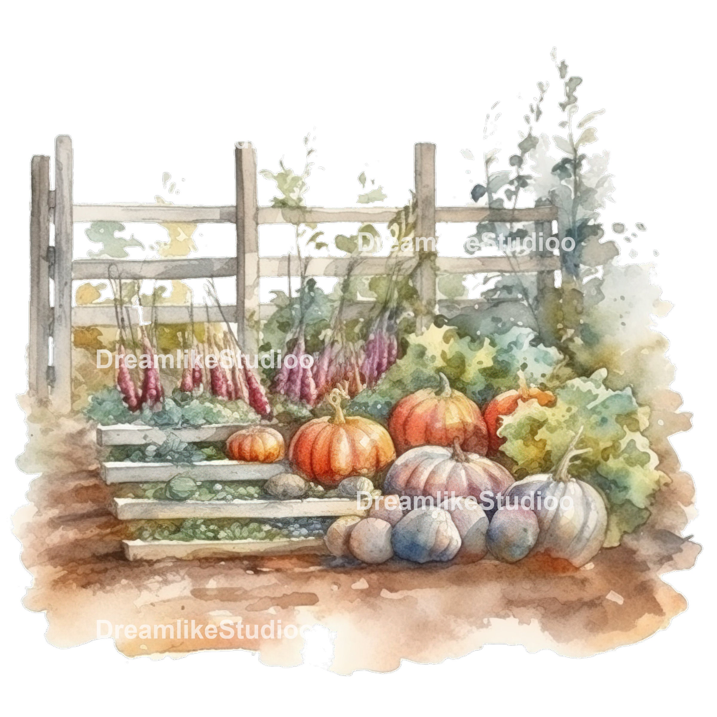 Vegetable Garden Cliparts Watercolor Gardening Clipart - Etsy