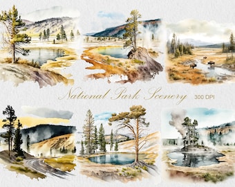 Watercolor National Parks Clipart Bundle FREE Commercial Use Nature ...