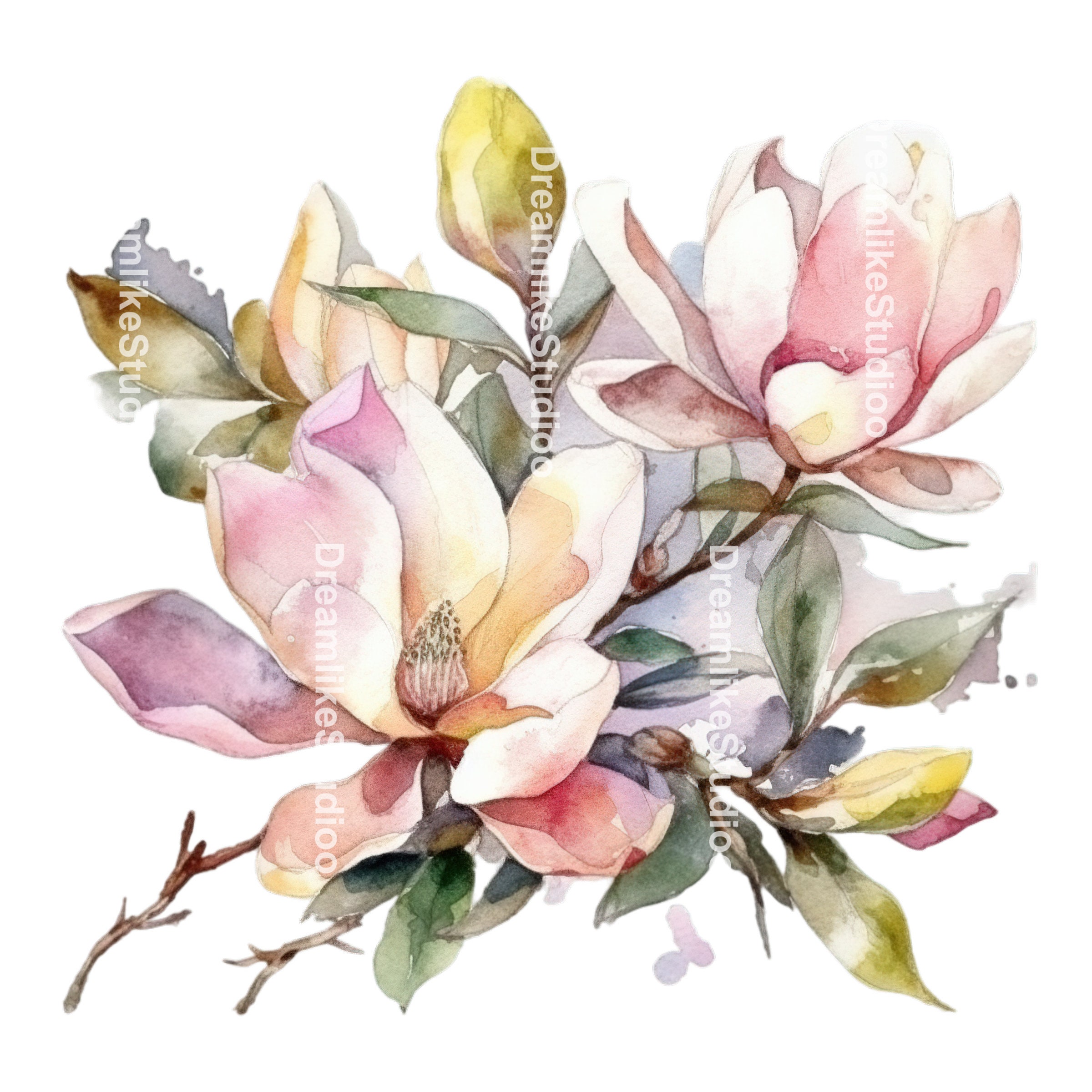 Watercolor Magnolia Clipart Commercial Use Magnolia PNG Pink - Etsy