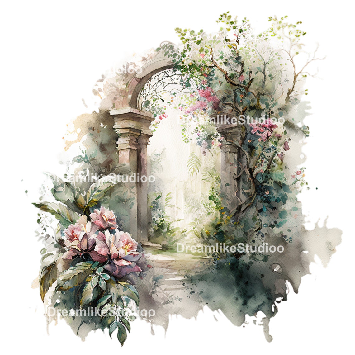 Watercolor Secret Garden Scenes Commercial Use Clipart - Etsy