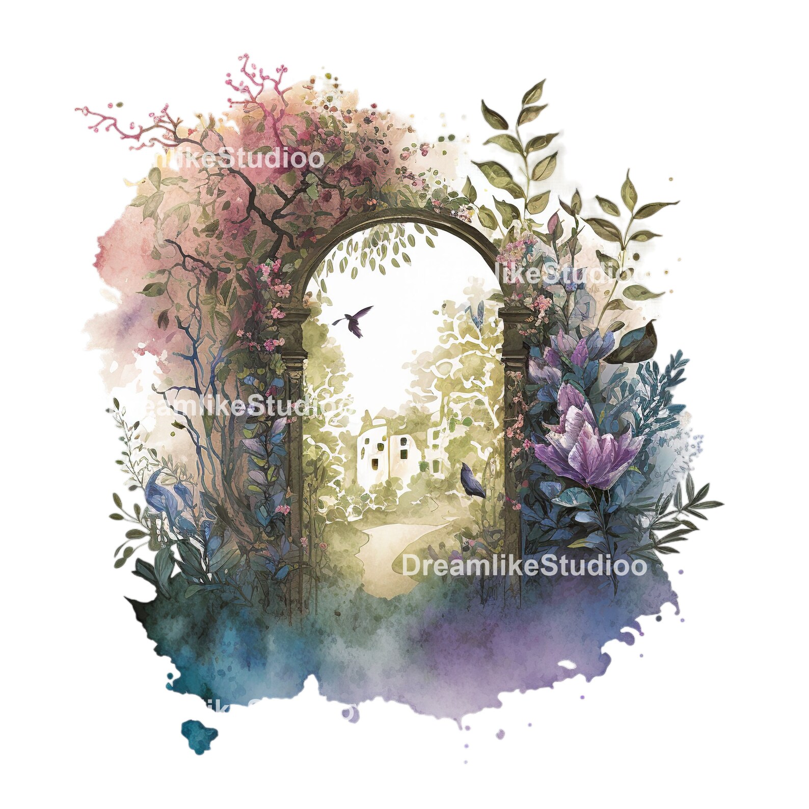 Watercolor Secret Garden Scenes Commercial Use Clipart - Etsy