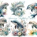 Floral Dolphin Clipart, Commercial Use Watercolor Dolphin PNG Digital ...