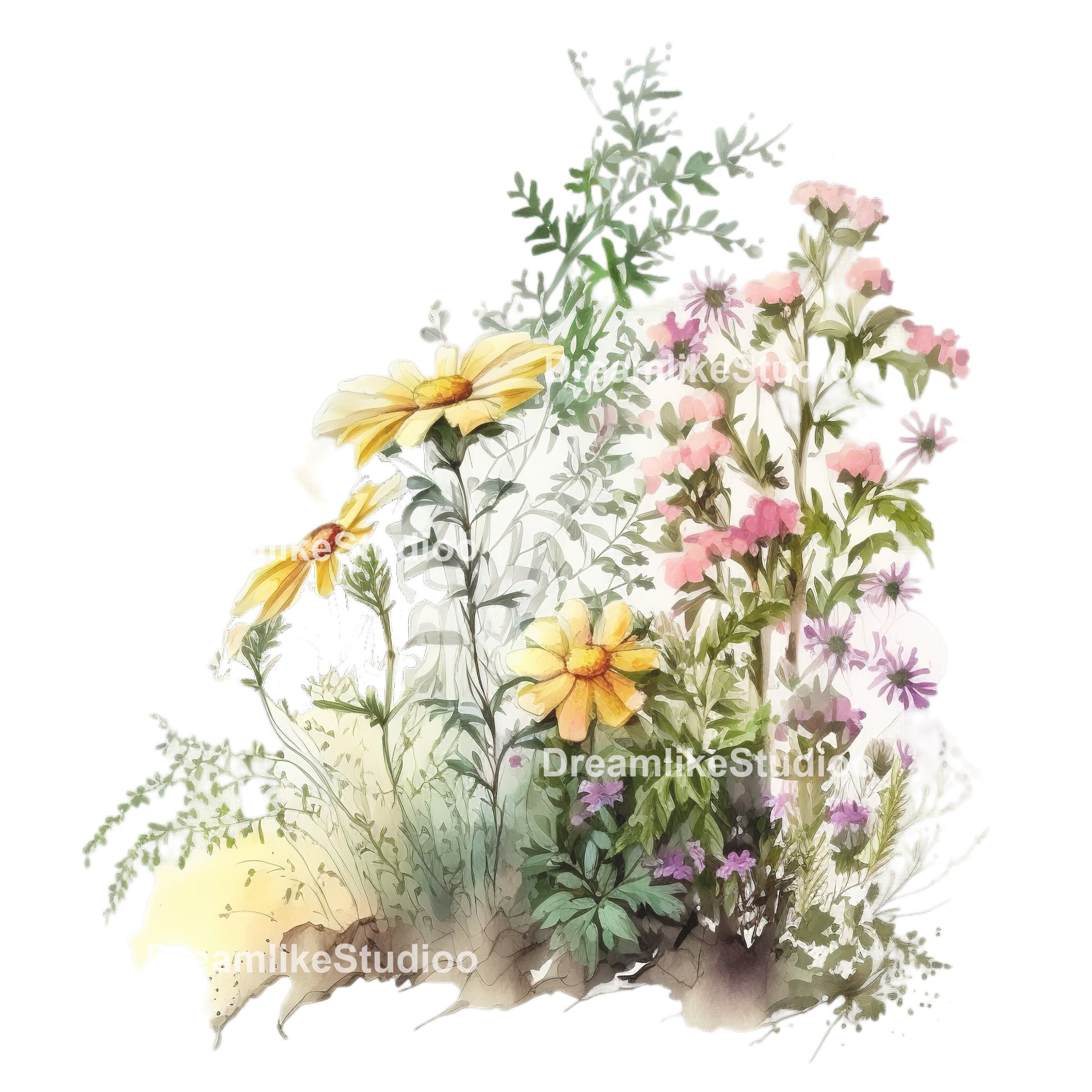 Garden Flowers Clipart Watercolor Flowers PNG Commercial Use - Etsy