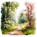 Watercolor Forest Path Clipart, Commercial Use Flowers Path in the ...