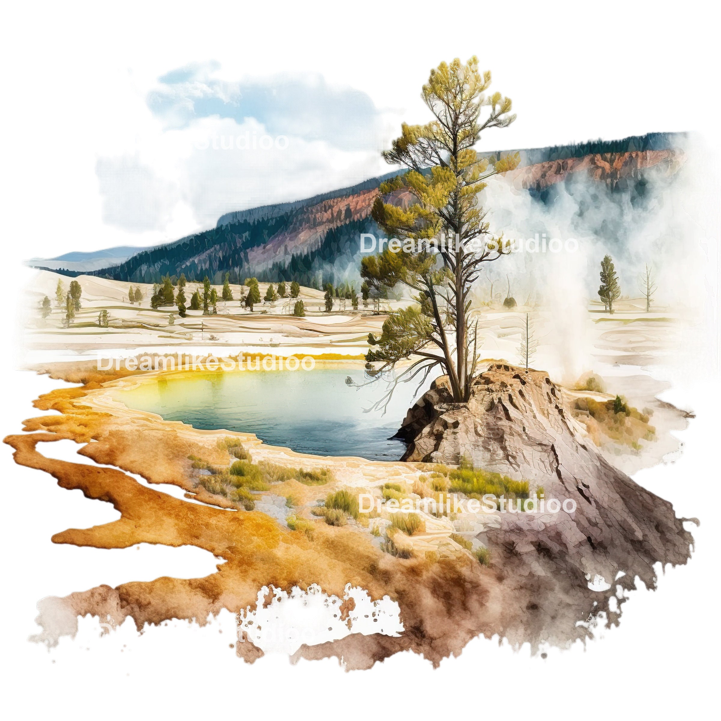 Watercolor National Park Clipart, Commercial Use Clipart PNG, Nature - Etsy