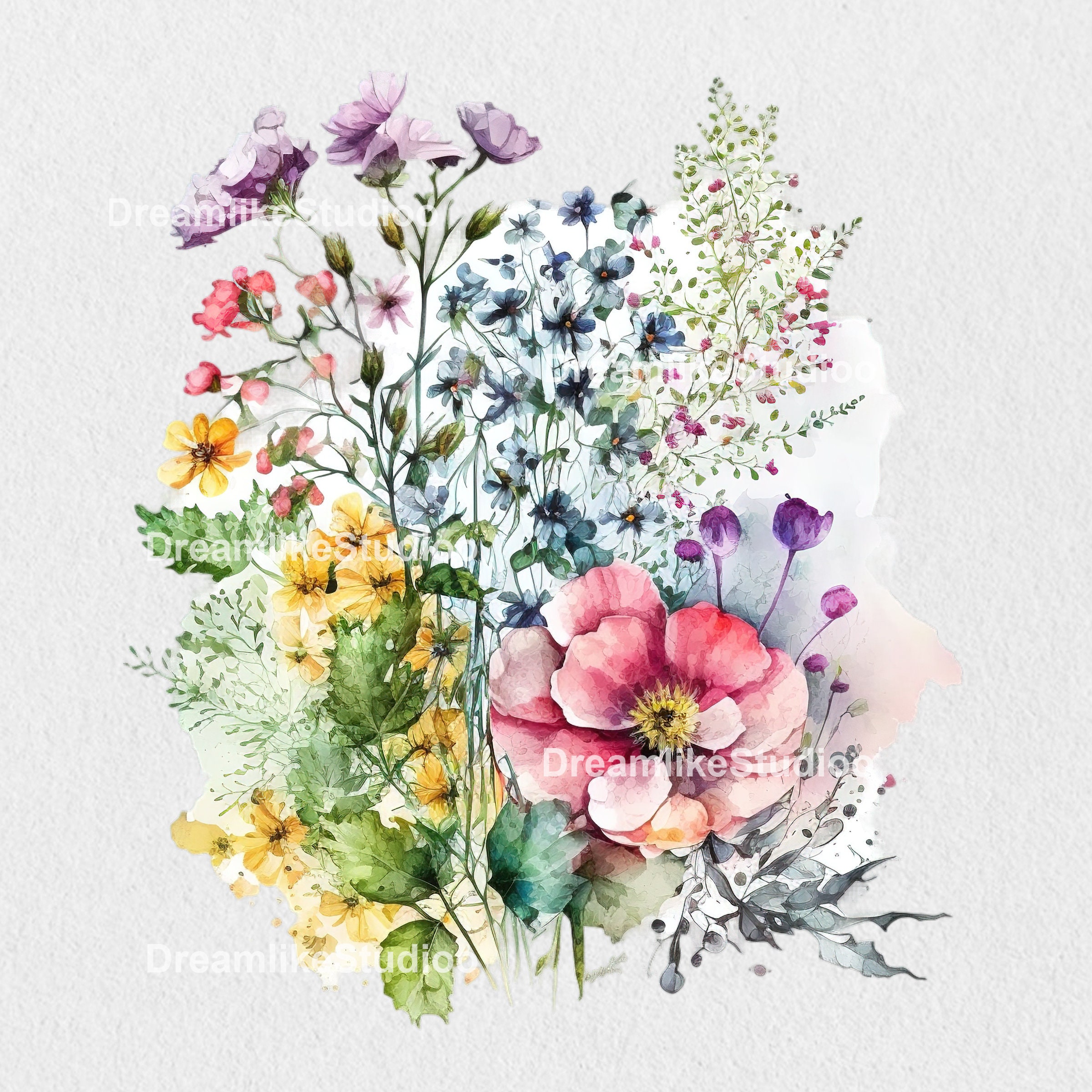 Watercolor Wild Flowers Clipart Commercial Use - Etsy