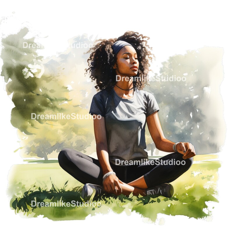 Yoga Girl Clipart, Watercolor Fitness Yoga Clipart, Yoga Outdoors ...