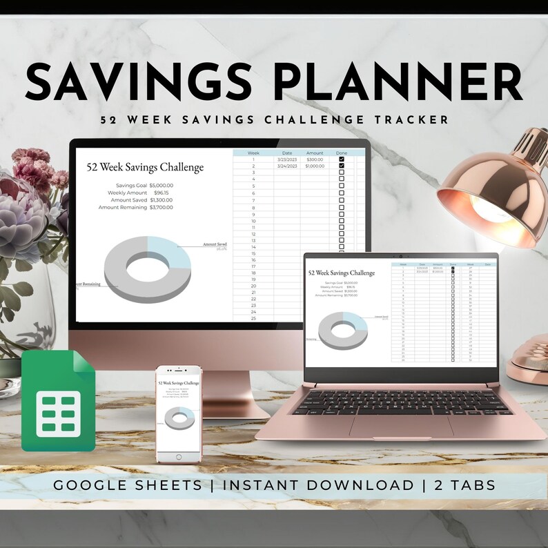 52 Week Money Savings Challenge Tracker Google Sheets - Etsy Israel