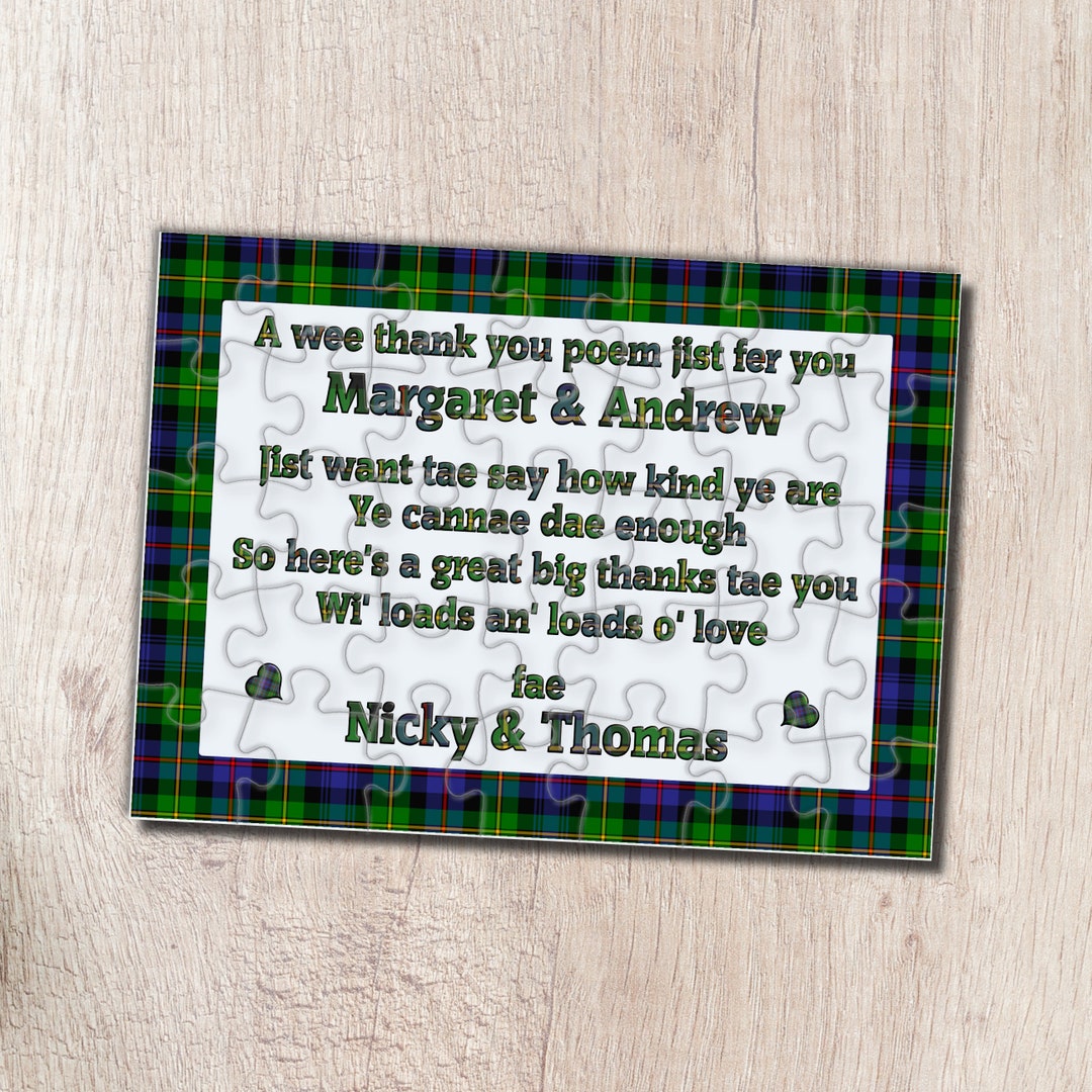 A Wee Thank You Poem Jigsaw | Ideal Scottish Thank You Card | Novel ...