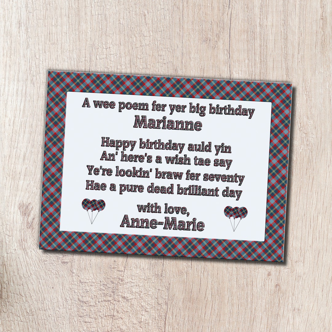 A Wee Happy 70th Birthday Poem 35-piece Jigsaw Personalised Scottish ...