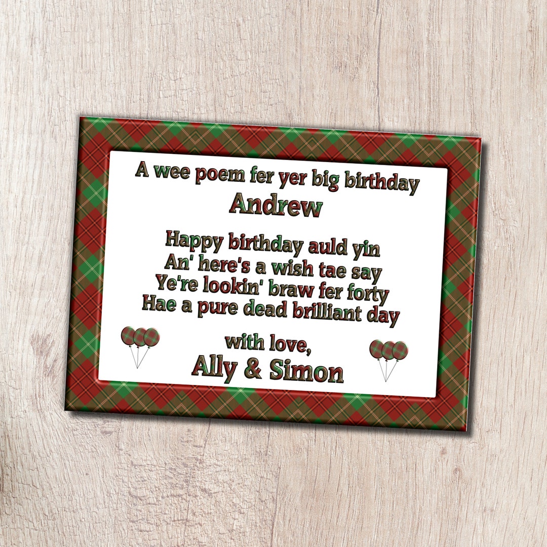A Wee Happy 40th Birthday Poem 35-piece Jigsaw Personalised Scottish ...