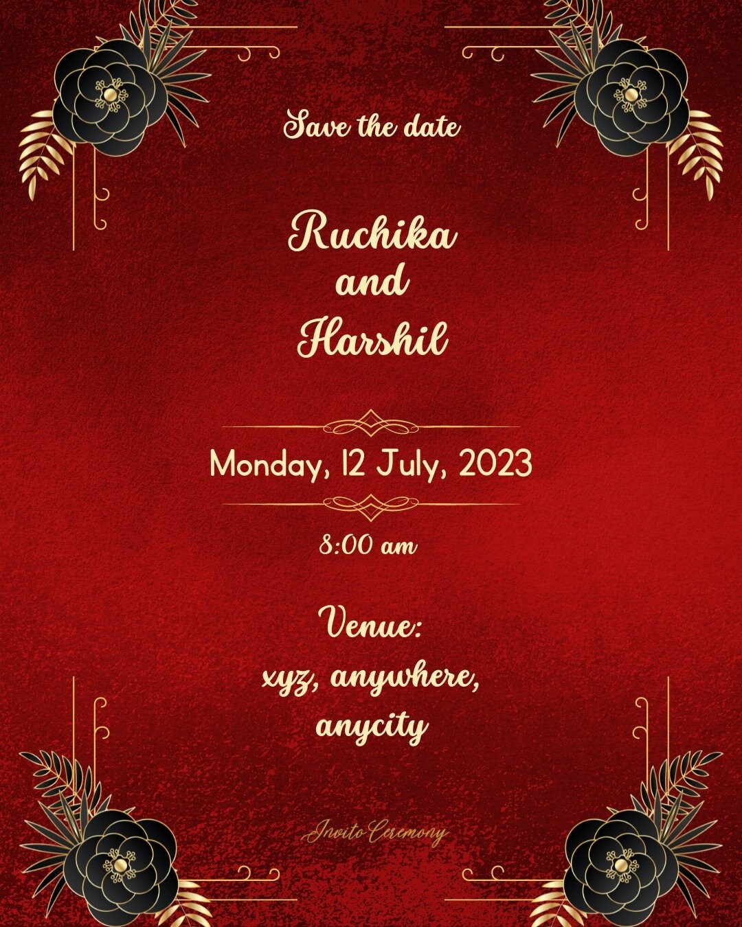 Royal Red Theme Digital Wedding Invitation Card, Digital Download ...