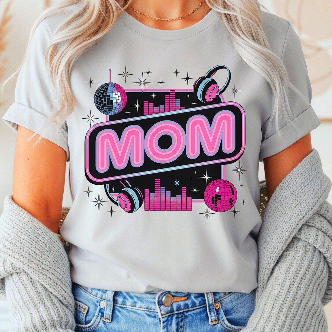 Neon Mom Png, Sublimation Design, Retro Disco Png, Headphones Clipart ...