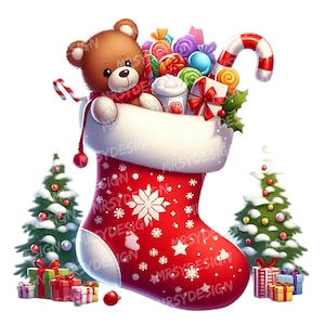 Christmas Stockings Clipart Bundle, Festive Stocking Designs, Holiday ...