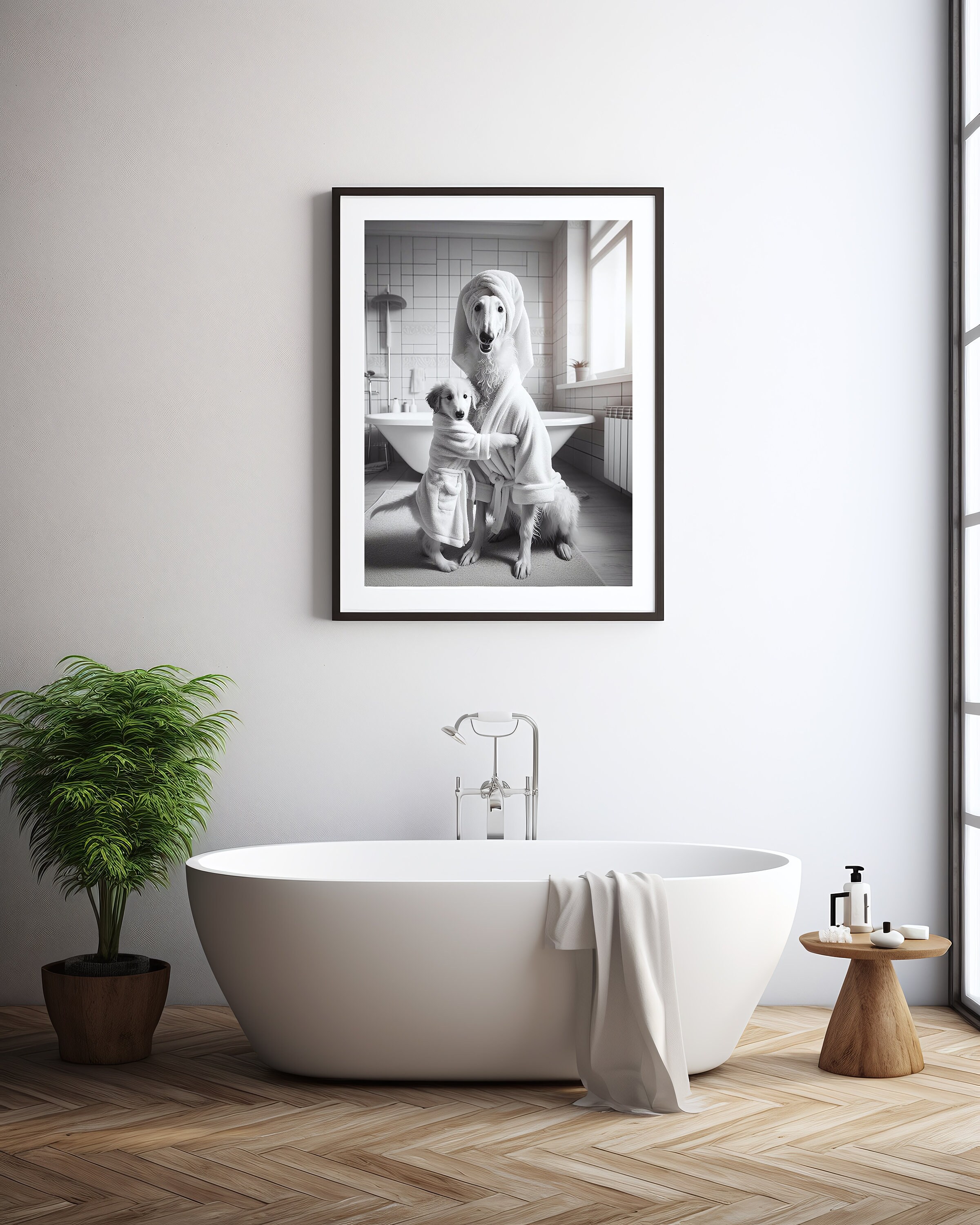 Borzoi Bathroom Wall Art, Bathroom Wall Decor, Bathroom Kids Art ...