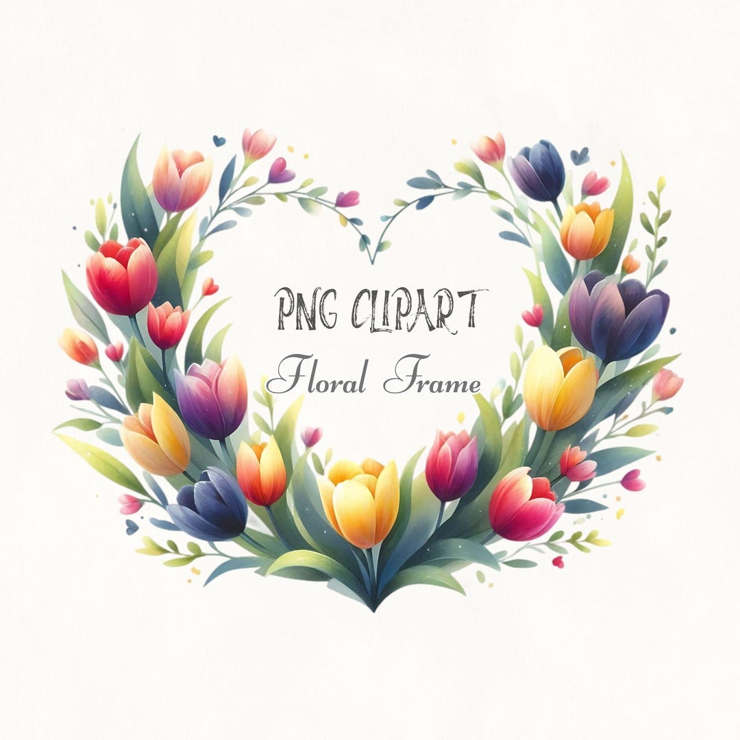 Watercolor Tulip Frame Clipart, Pink Floral Clipart, Wedding Invitation ...