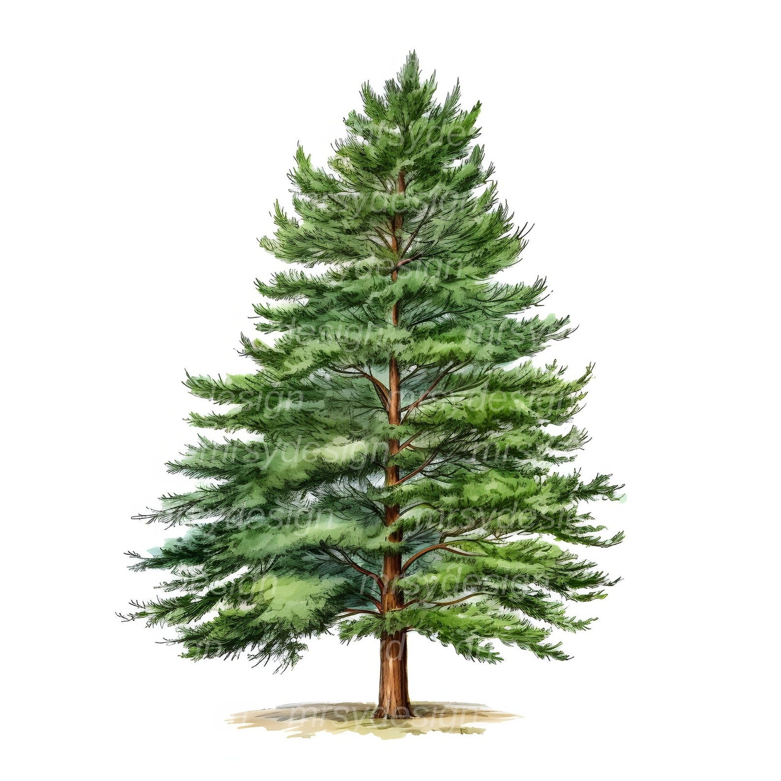 Cedrus Libani Cedar Tree Clipart, Watercolor Cedar Tree PNG, High ...