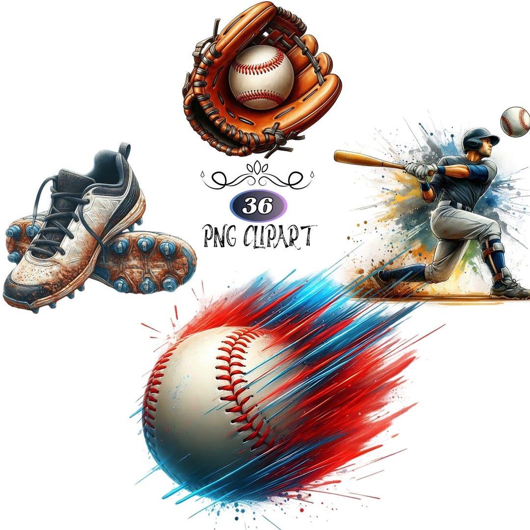36 Watercolor Baseball Clipart Bundle, Baseball Field Clipart ...