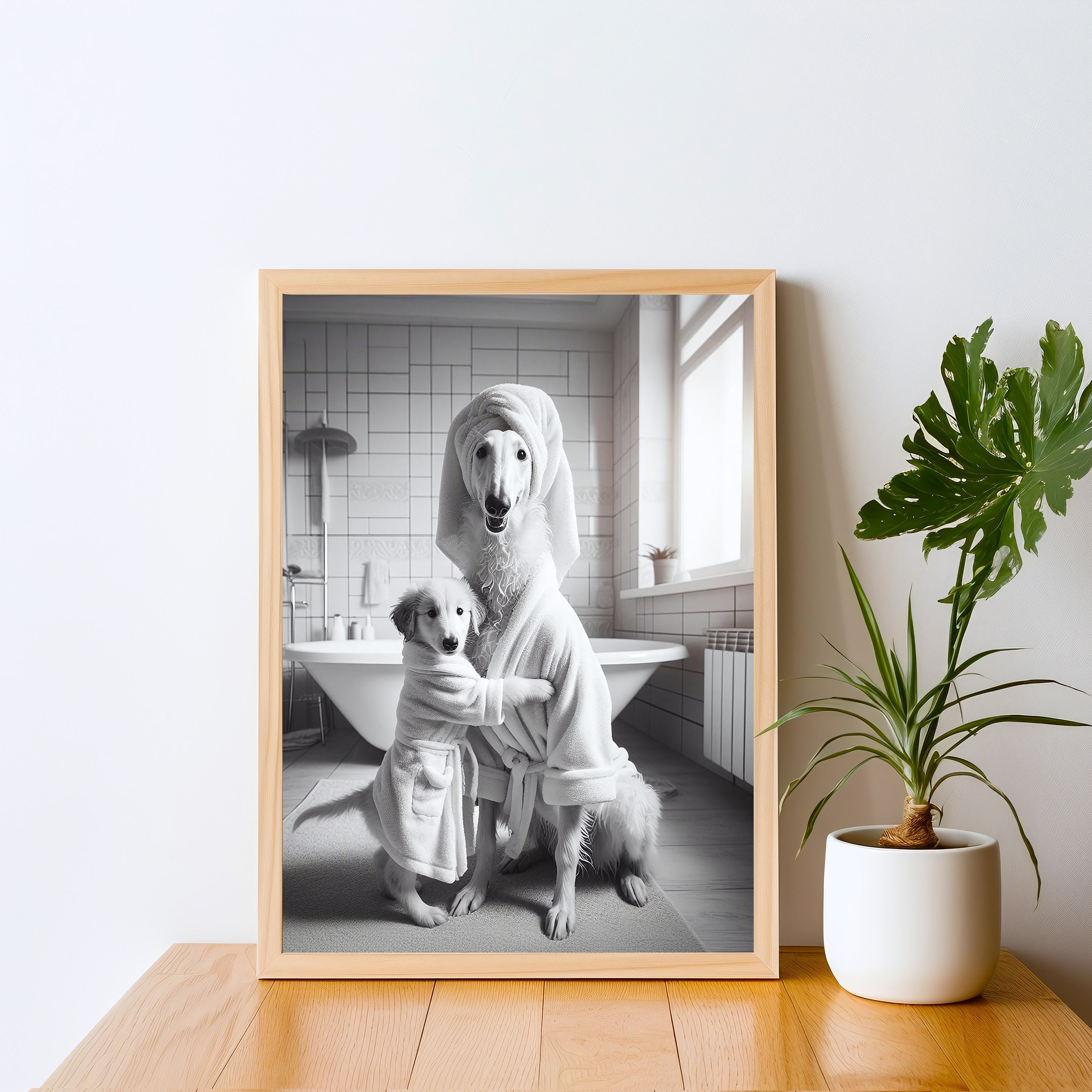 Borzoi Bathroom Wall Art, Bathroom Wall Decor, Bathroom Kids Art ...
