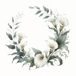 Classic Calla Lily Frame Clipart, Watercolor White Calla Lily Border ...