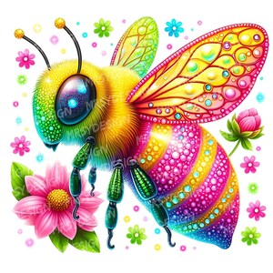 Bee Clipart, Sparkling Colorful Bee Clipart, Cute Bee Clipart Bundle ...