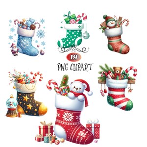 Christmas Stockings Clipart Bundle, Festive Stocking Designs, Holiday ...