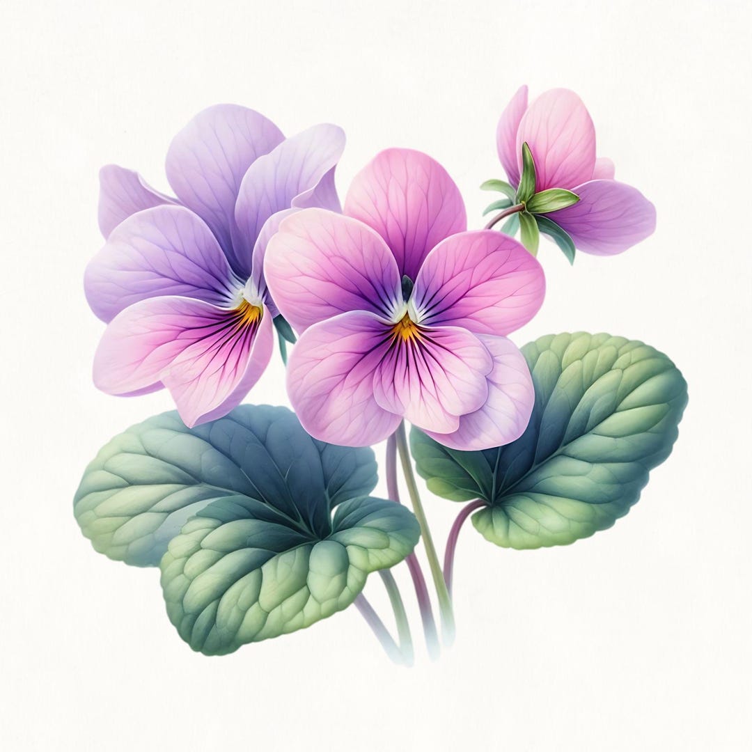 Watercolor Violets Clipart, Purple Wildflower Element, Rustic Floral ...